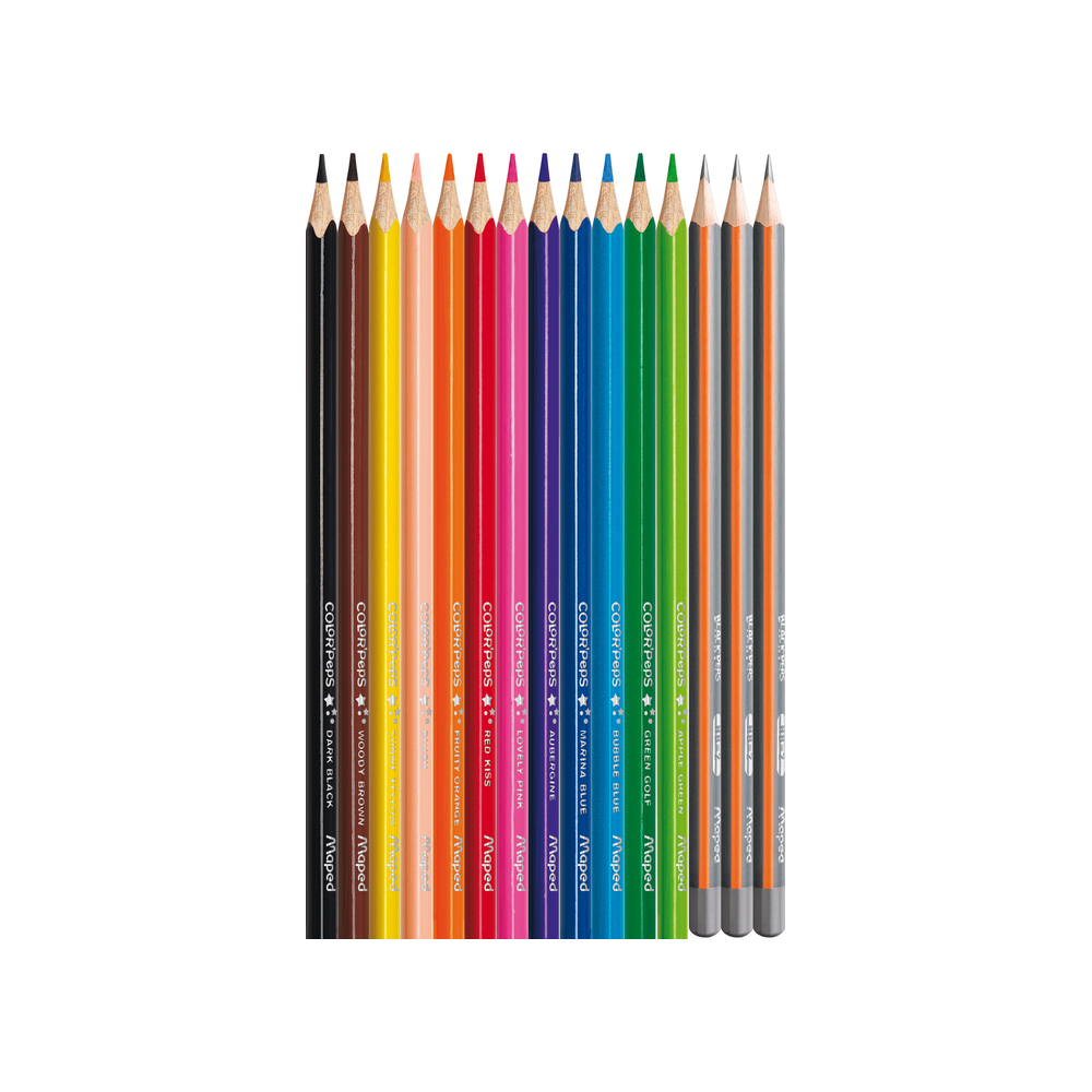 Lápis De Cor Color’Peps Star 12 Cores Mais 3 Lápis Grafite – Maped ...